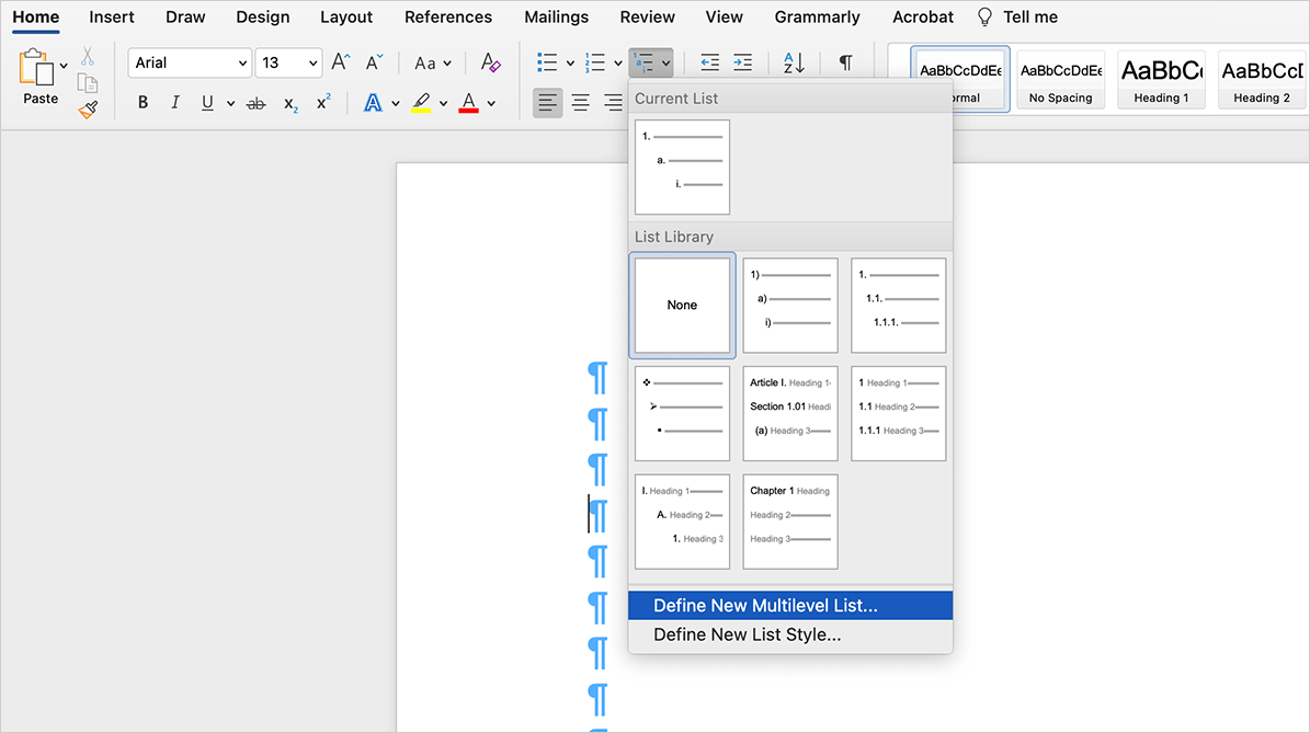 Multilevel Paragraph Numbering in Word for Mac for Legal Professionals