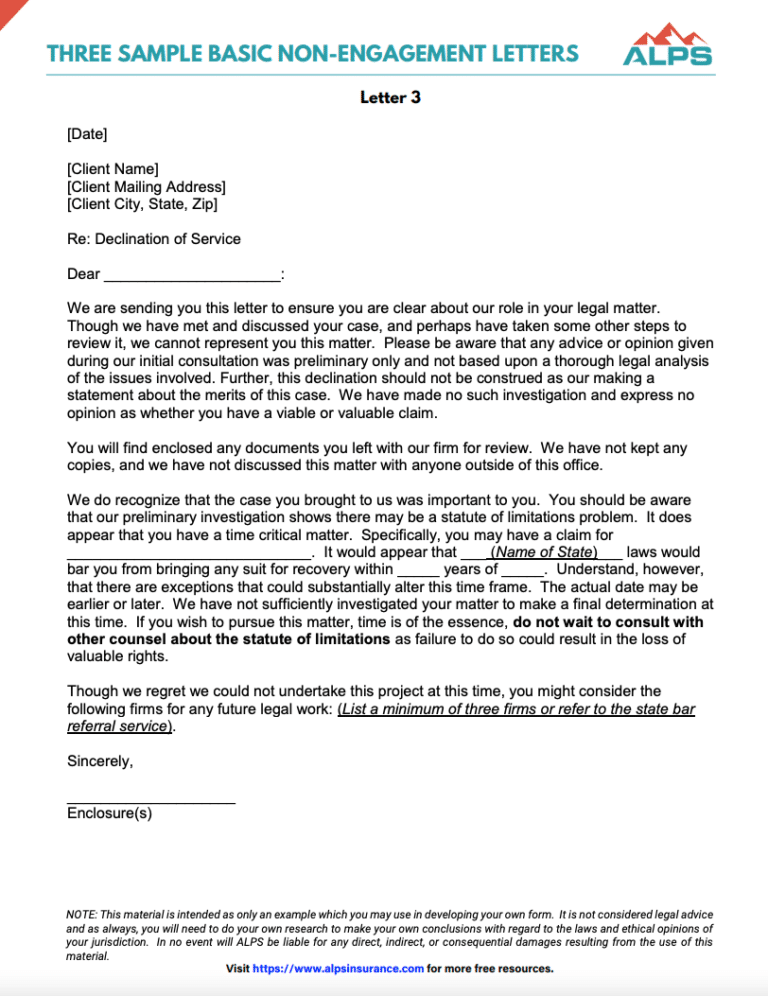 Non-Engagement Letters: Rules of Non-Engagement for Lawyers